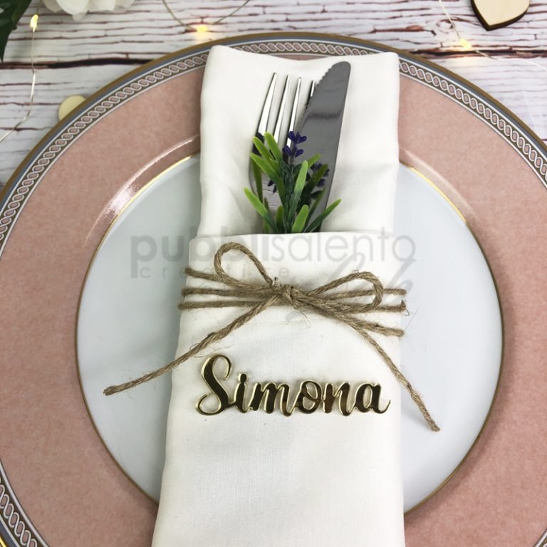 Segnaposto con Nome personalizzato in plexiglass o legno